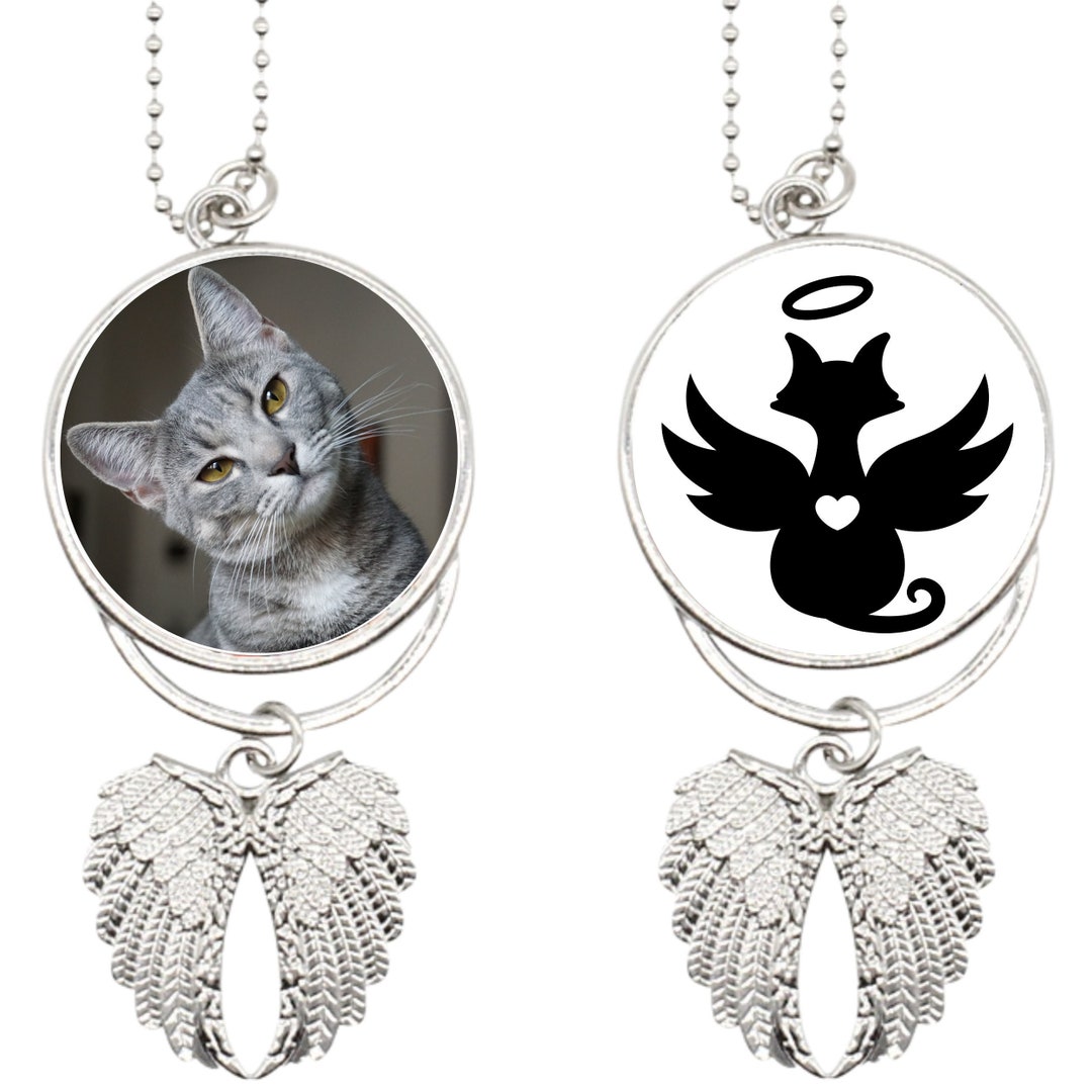 Pet Memorial Car Angel Wings for Rear View Mirror, Hanging Double Sided ...