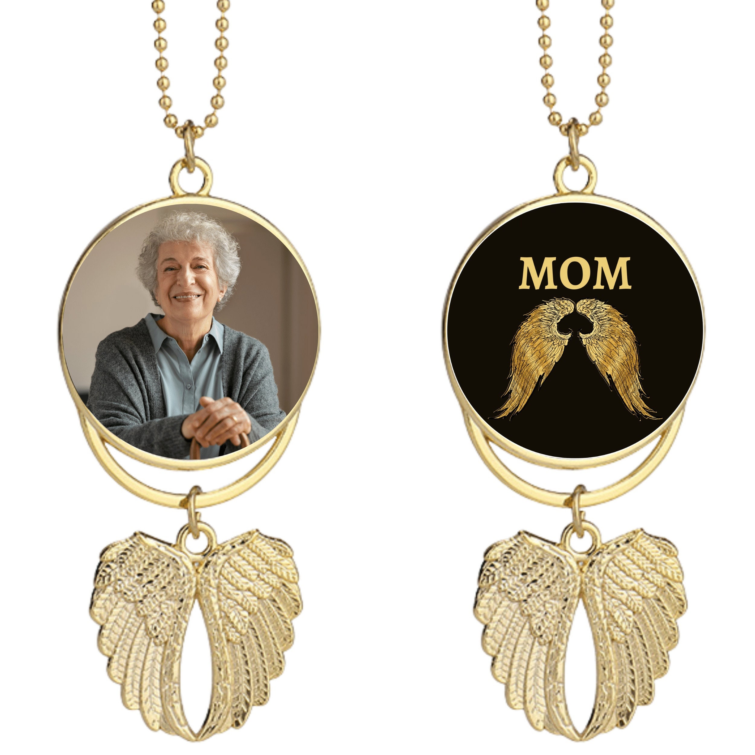 Memorial Car Angel Wings for Rear View Mirror, Hanging Double Sided ...
