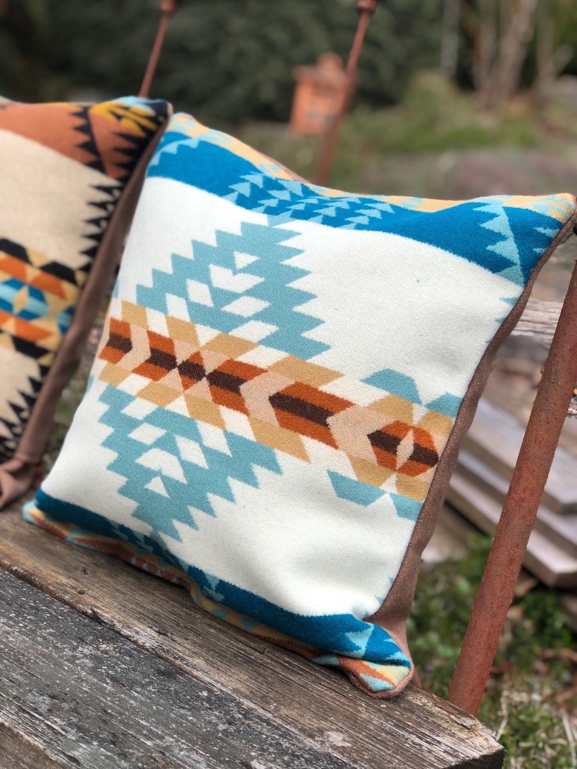 Blue Aztec Design Wool Pillow Case - Etsy