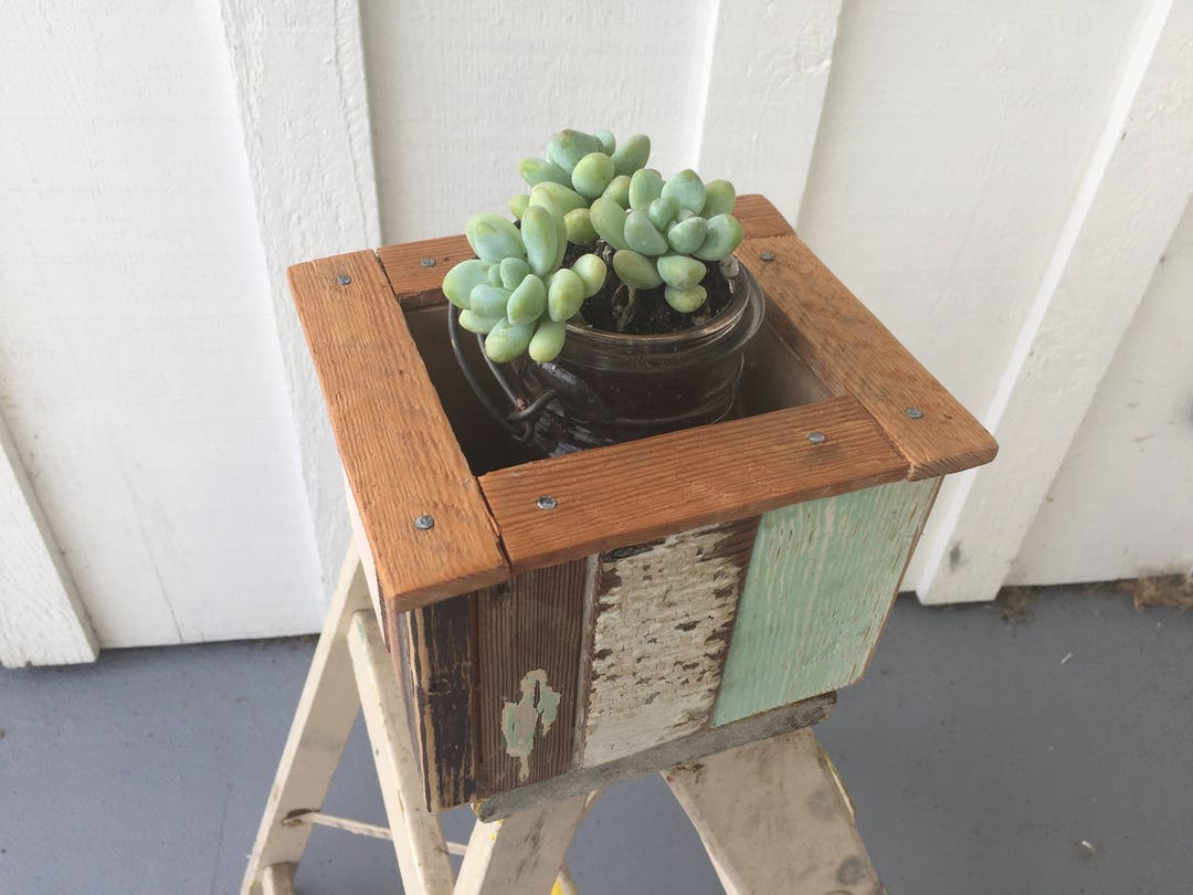 Antique Reclaimed Wood Planter Box With Canning Jar - Etsy