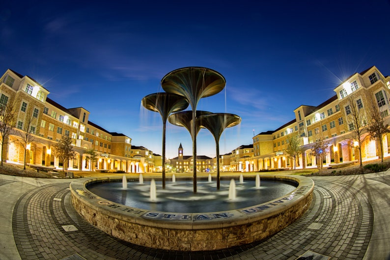TCU Frog Fountain at Sunset - Etsy
