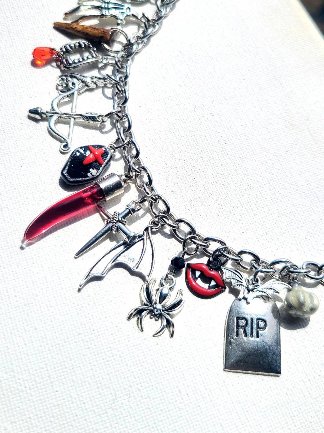 Vampire Slayer Bracelet / Fang Shaped Blood Vial Bracelet / Halloween ...