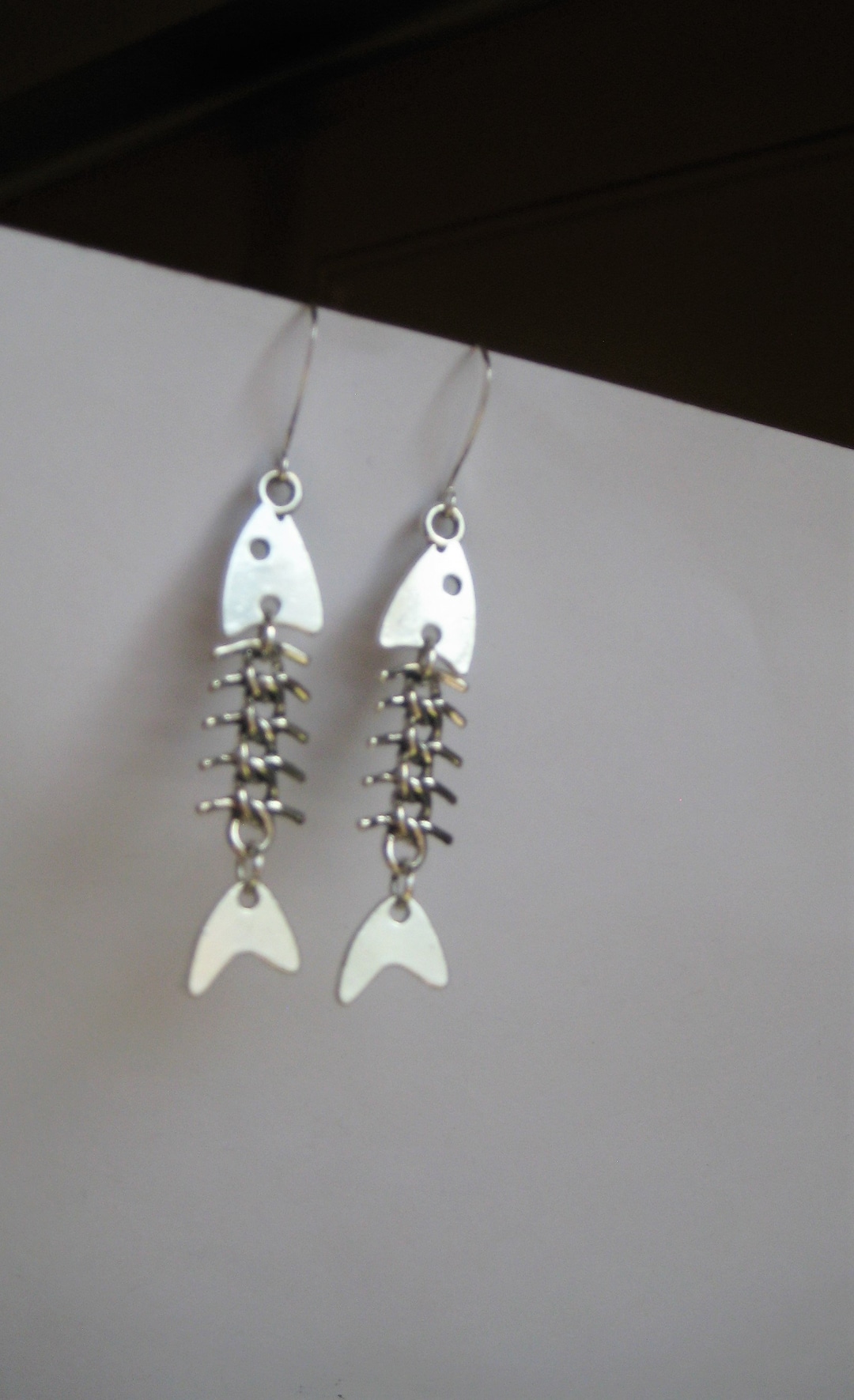 Moveable Fish Bone Earrings / Long Articulated Fish Skeleton Earrings ...