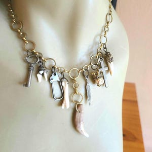 Real Animal Bone Necklace / Coyote Fang Necklace / Fox Tooth, Alligator Tooth Necklace / Coyote ...