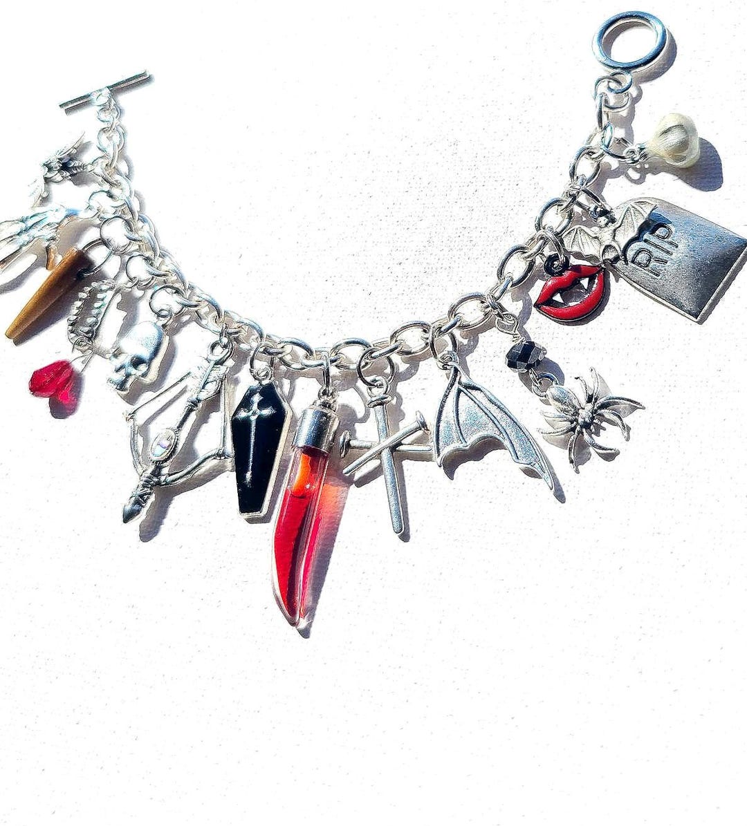 Vampire Slayer Bracelet / Fang Shaped Blood Vial Bracelet / Halloween ...