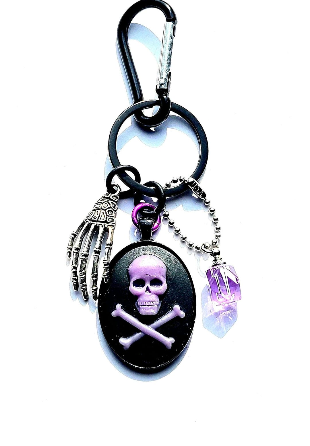 Gothic Keychain Skull Head / Skeleton Hand Keychain / Fillable Glass ...