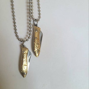 Fish Pocket Knife Necklace / Stainless Steel Necklace - Etsy