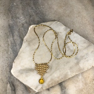 Matte Gold Bead Tablet With Gemstone Pendant 18k Gf 18" Twisted Rope ...