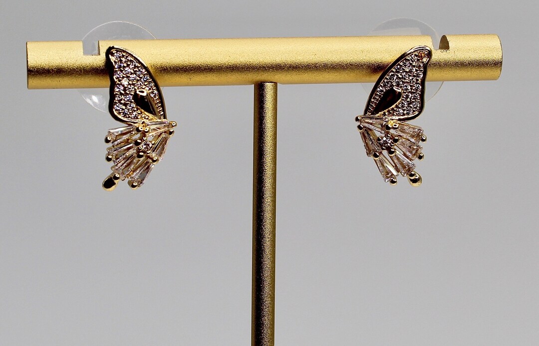 The "ailes De Papillon" Earring Studs in 14k Gold Fill With Faceted Cz ...