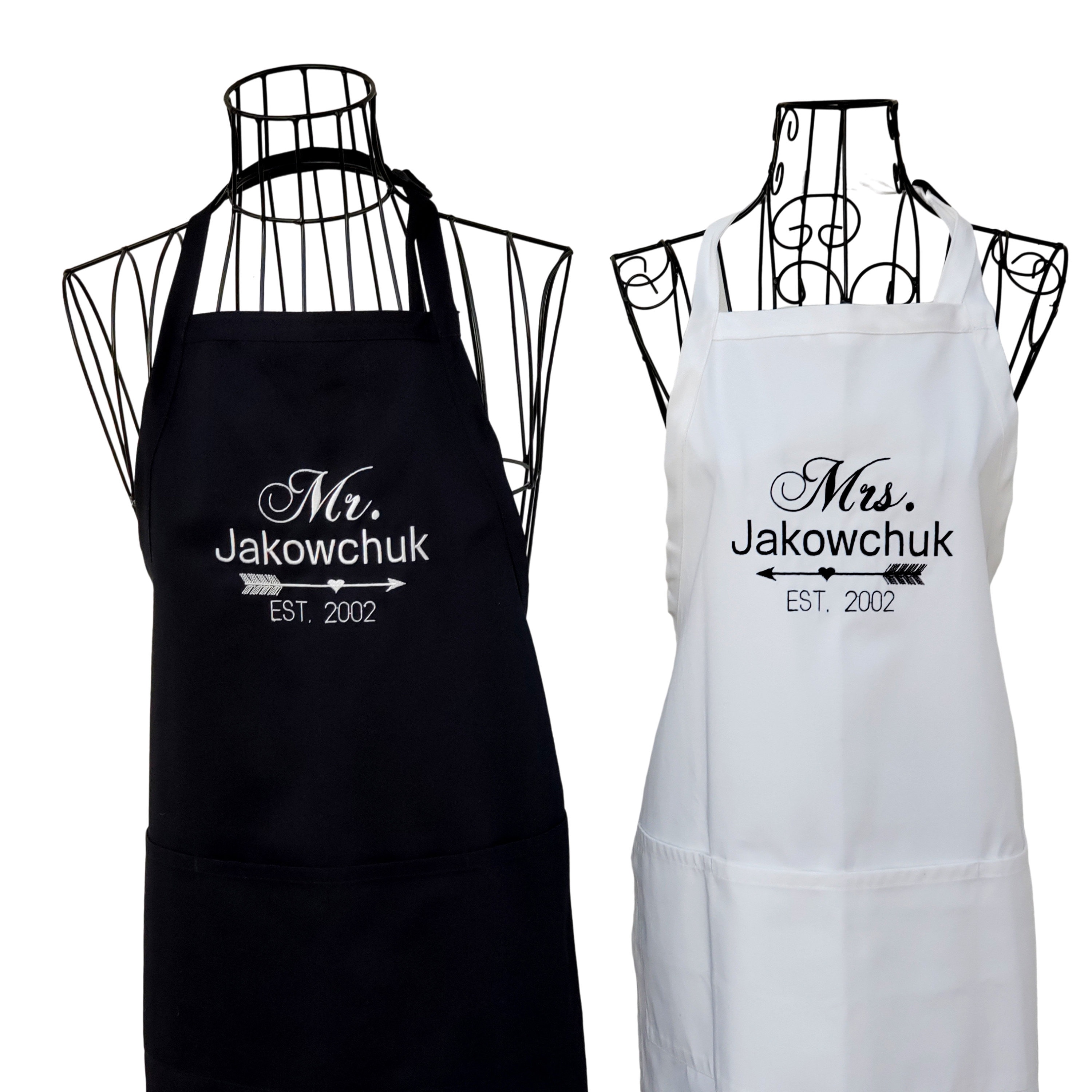 Mr. and Mrs. Personalized Apron set Valentines Gift Wedding | Etsy