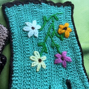 Handmade Embroidered Crochet Gloves - Etsy