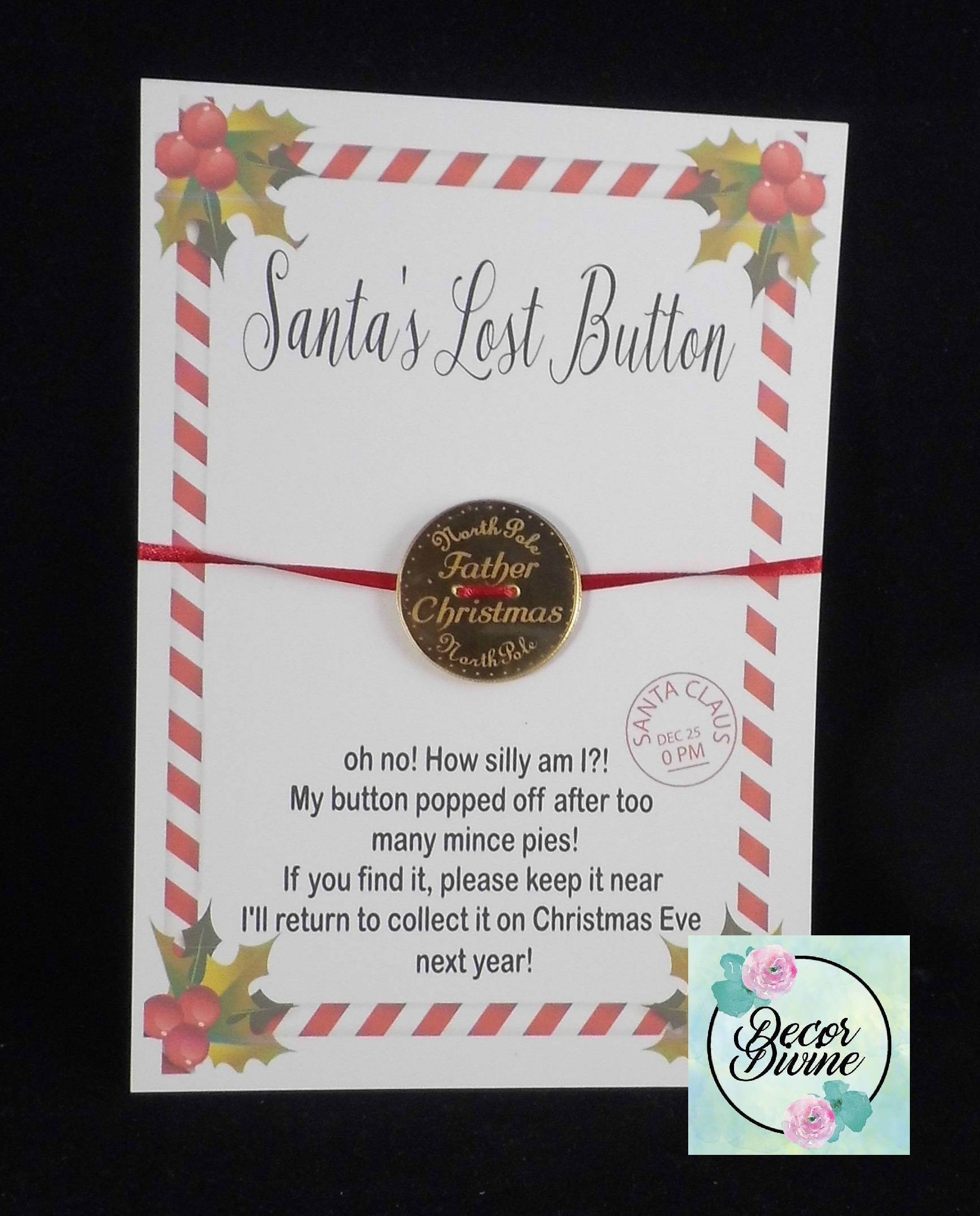 Santa Button/stocking Filler/christmas Eve Box Filler/santa Key ...