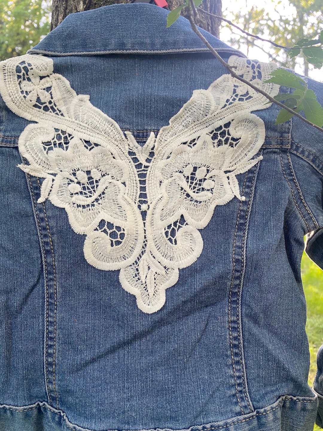 Lace Girls Denim Jacket - Etsy