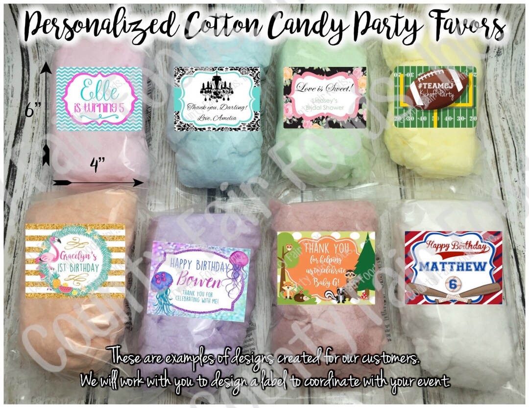 FREE SHIPPING! 10 Cotton Candy Party Favors - Custom, Personalized ...