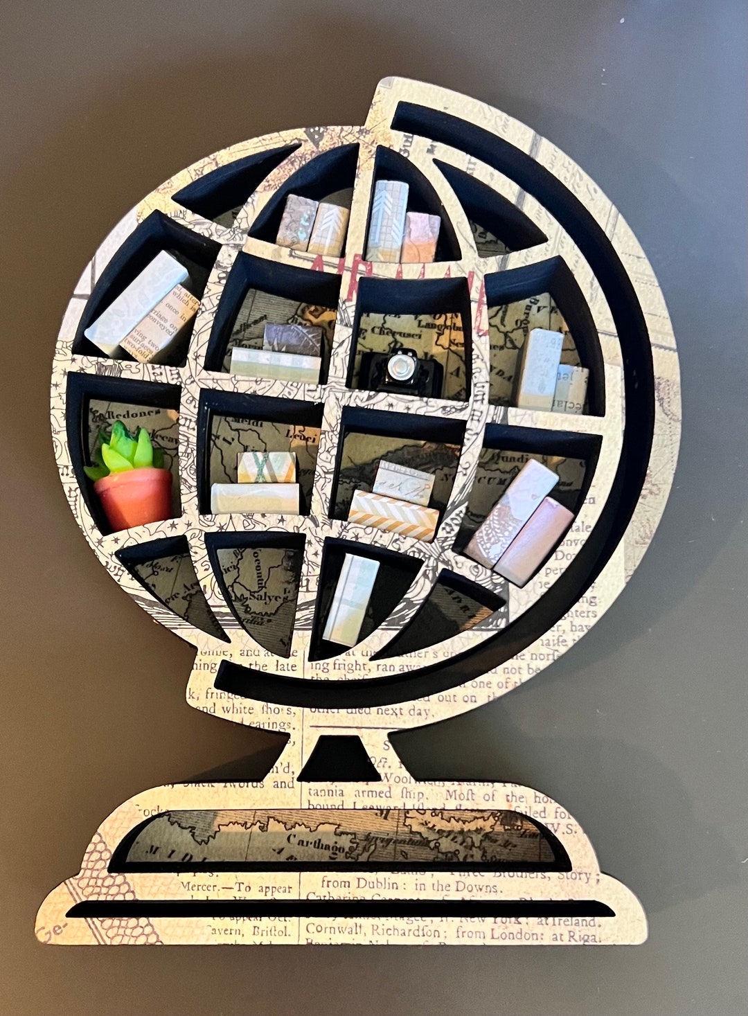 Miniature Globe Bookcase 1/12 Sized Gift for Travel Lovers, Readers or ...