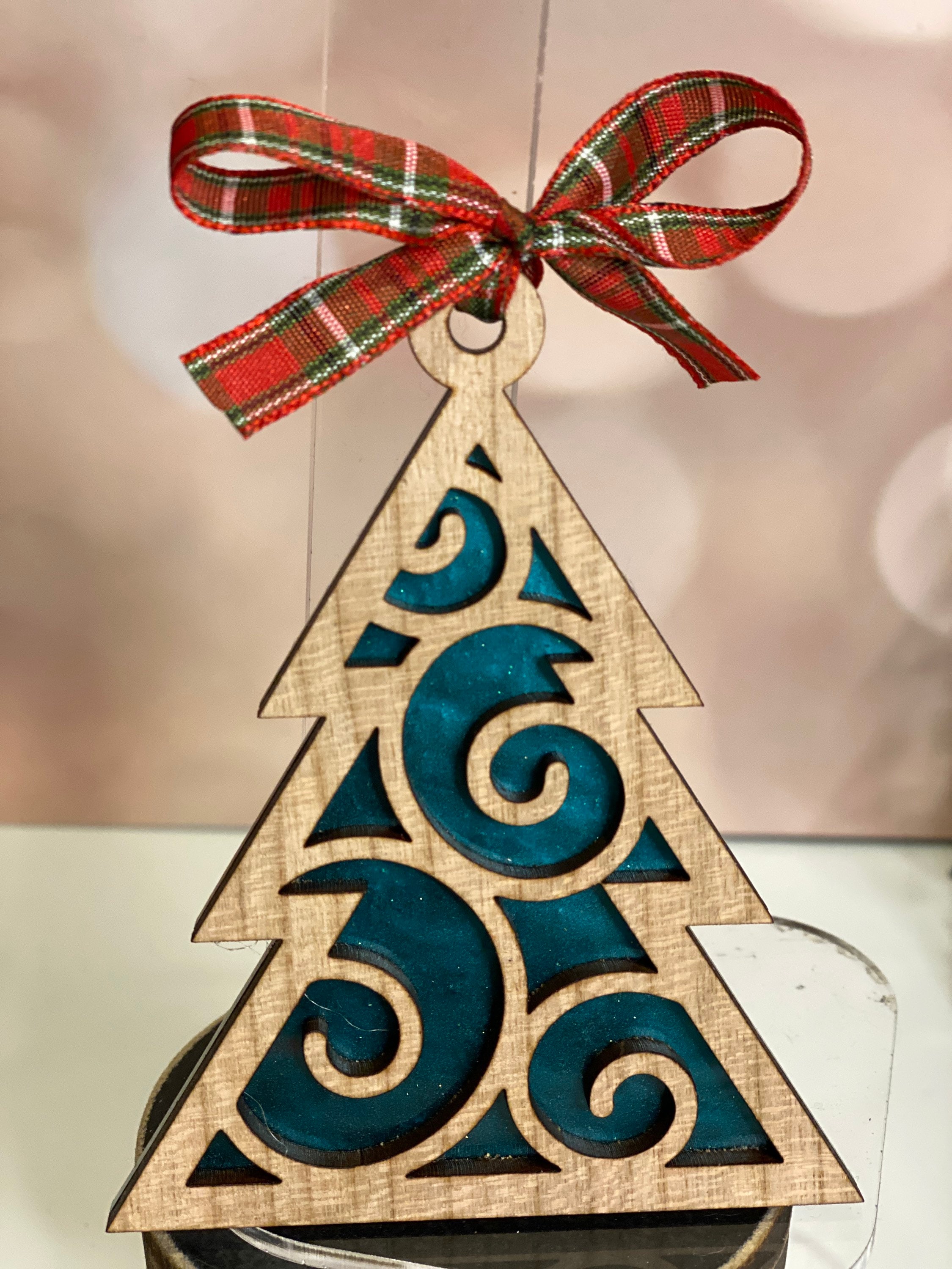 Wooden Christmas Tree Ornament Set of 4 - Etsy UK