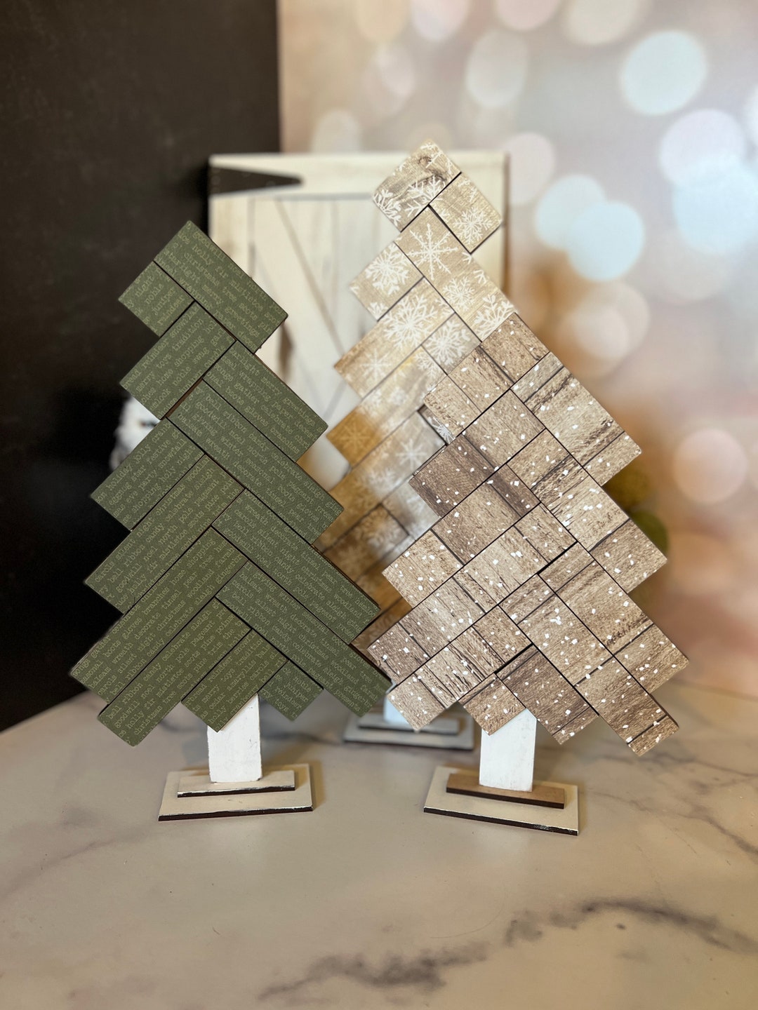 Rustic Herringbone Trees for Mantel Decor - Etsy