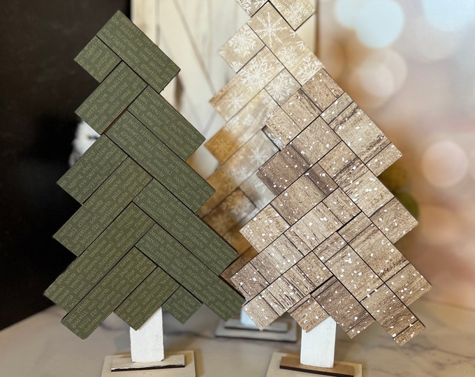 Rustic Herringbone Trees for Mantel Decor - Etsy