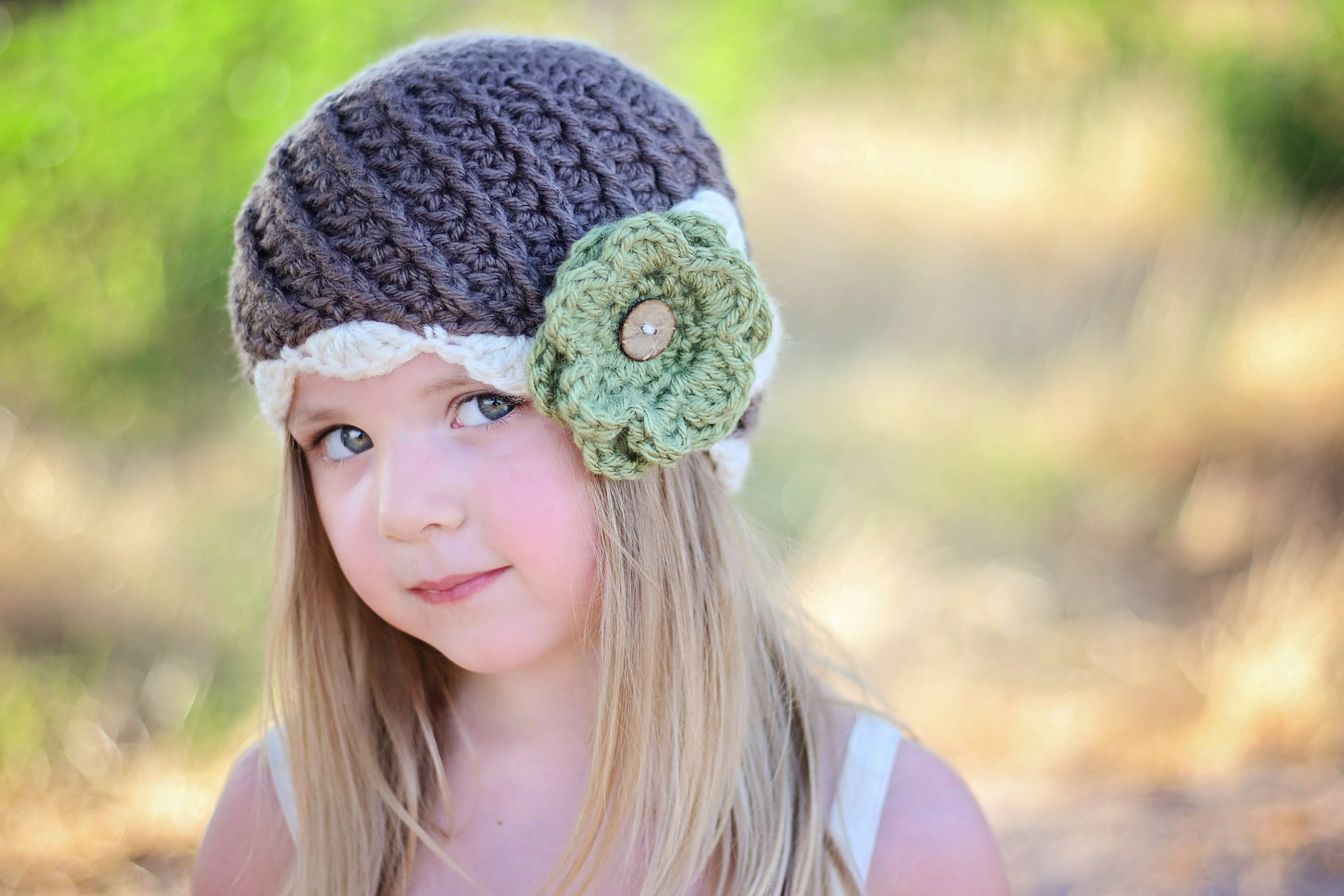 Crocheted Girl's Beanie: Interchangeable Flower Hat - Etsy