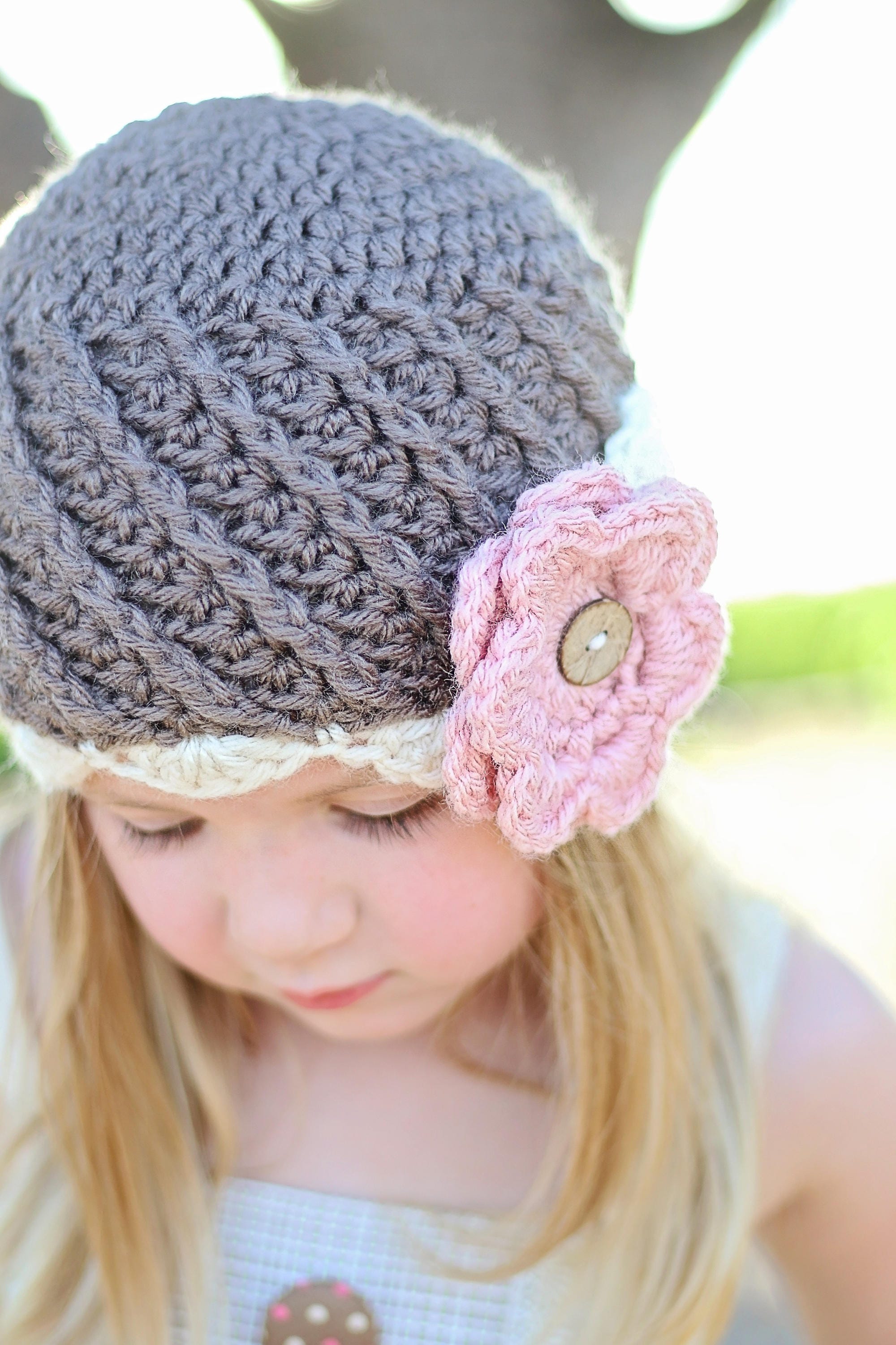 Crocheted Girl's Beanie: Interchangeable Flower Hat - Etsy