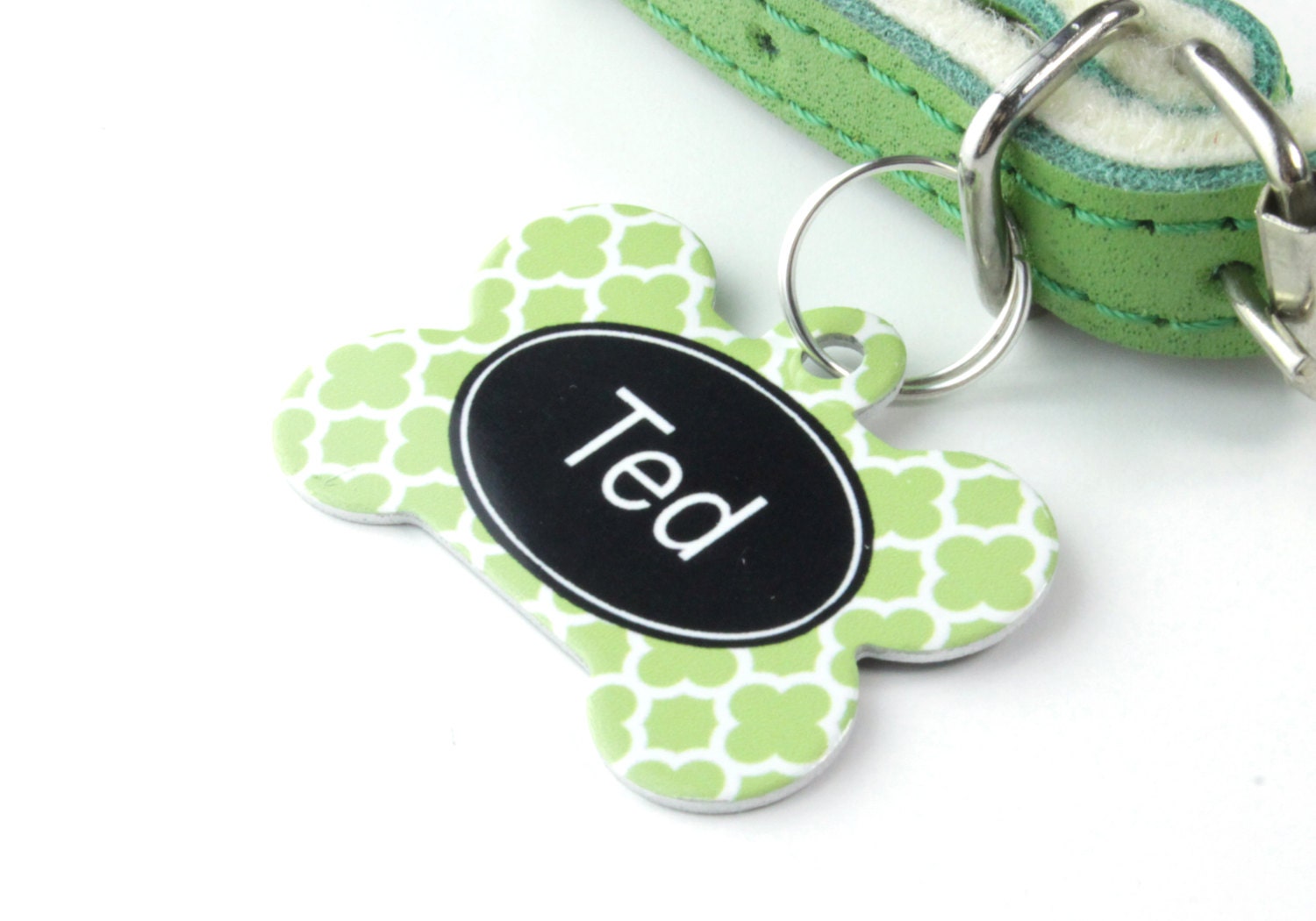 Clover Print Bone Pet Id Tag – Personalised Dog Name Tag – Dog ...