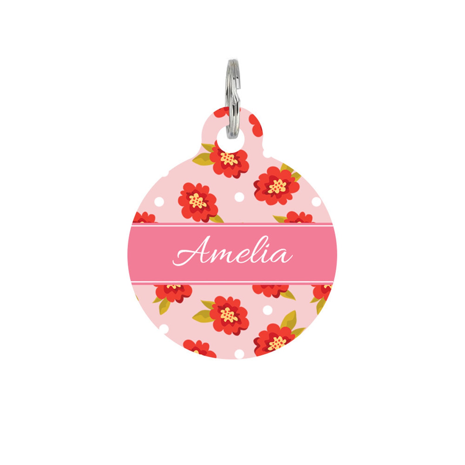 Custom Pet ID Tag Circle - Dog Name Identification - Vintage Floral ...