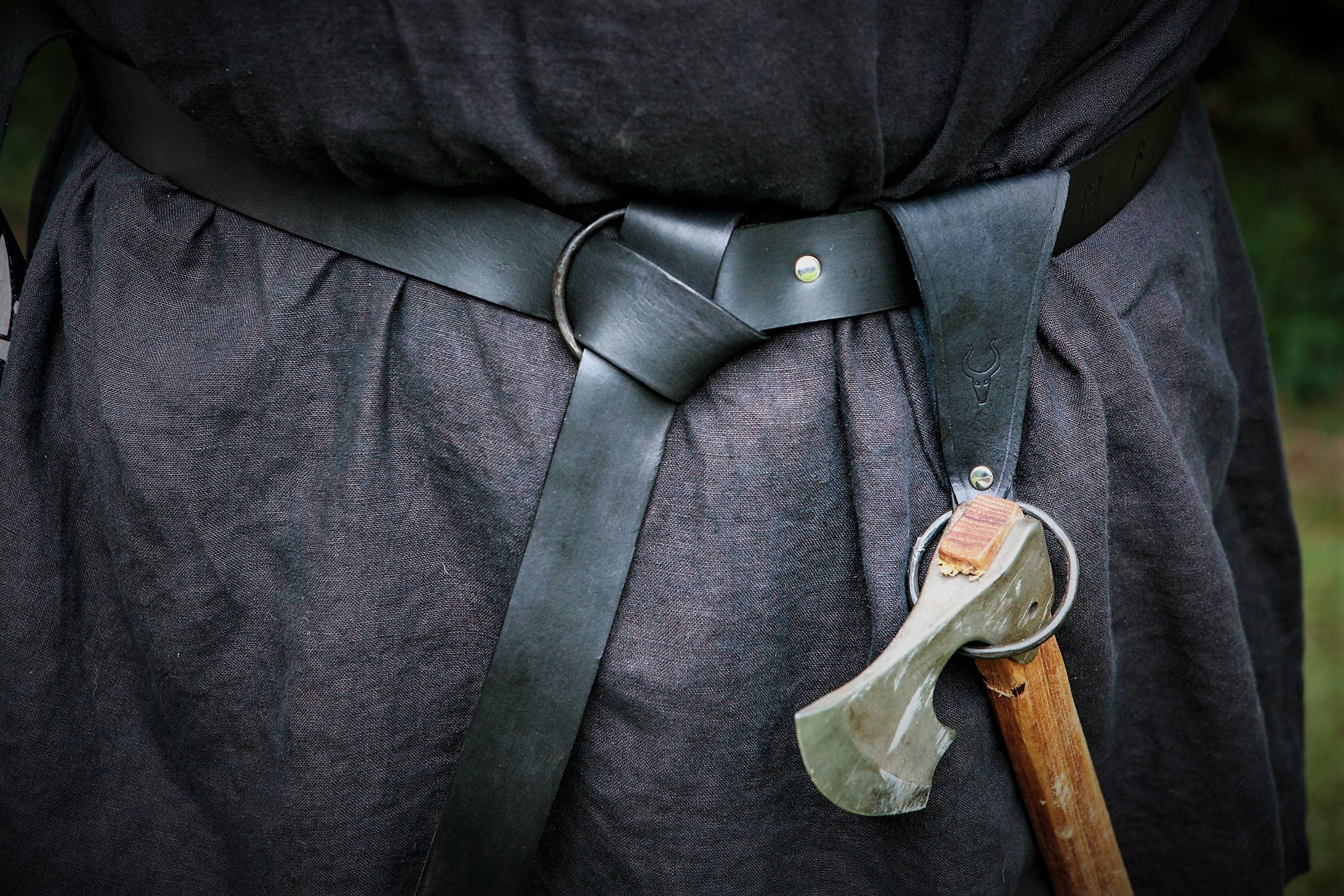 Viking Leather Axe Ring Frog Belt Ring Axe Hanger Viking | Etsy