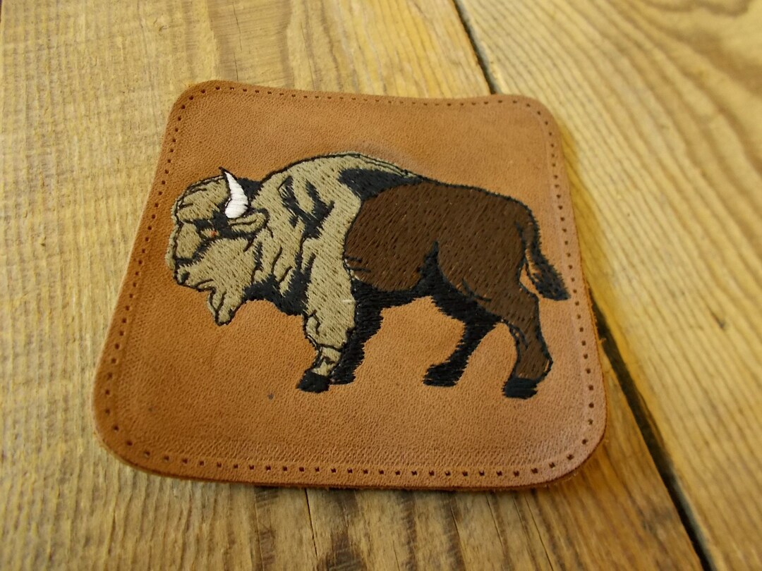 Leather Patch, Bison, Native American, Hunting, Backpack, Embroidery, Leather Patch Backpack ...