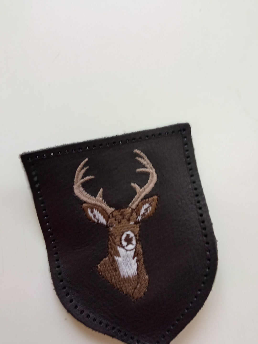 Custom Leather Patch, Hunter Patch, Deer Patch, Deer Head, Embroidery ...