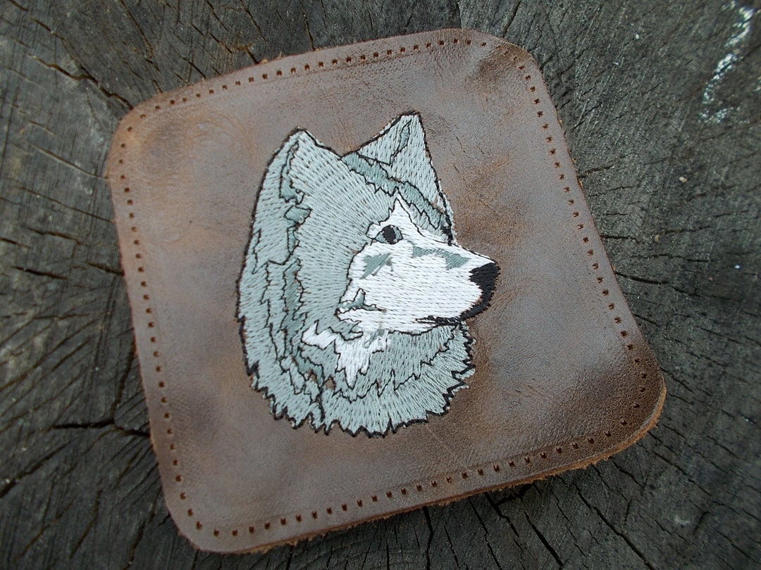 Custom Leather Patch, Hunter Patch, Wolf Patch, Wolf Head, Dog ...