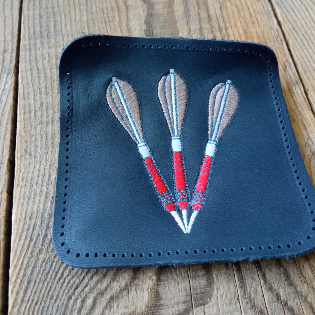 Embroidered Darts Leather Patch: Black Genuine Leather, 4x4" - Etsy