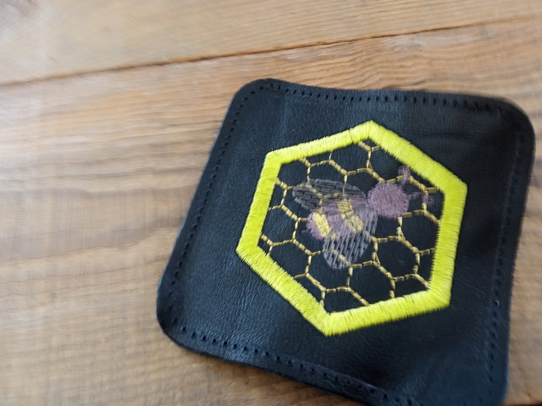 Bee, Honey Leather Patch, Hat, Jacket, Backpack,funny, Embroidery ...