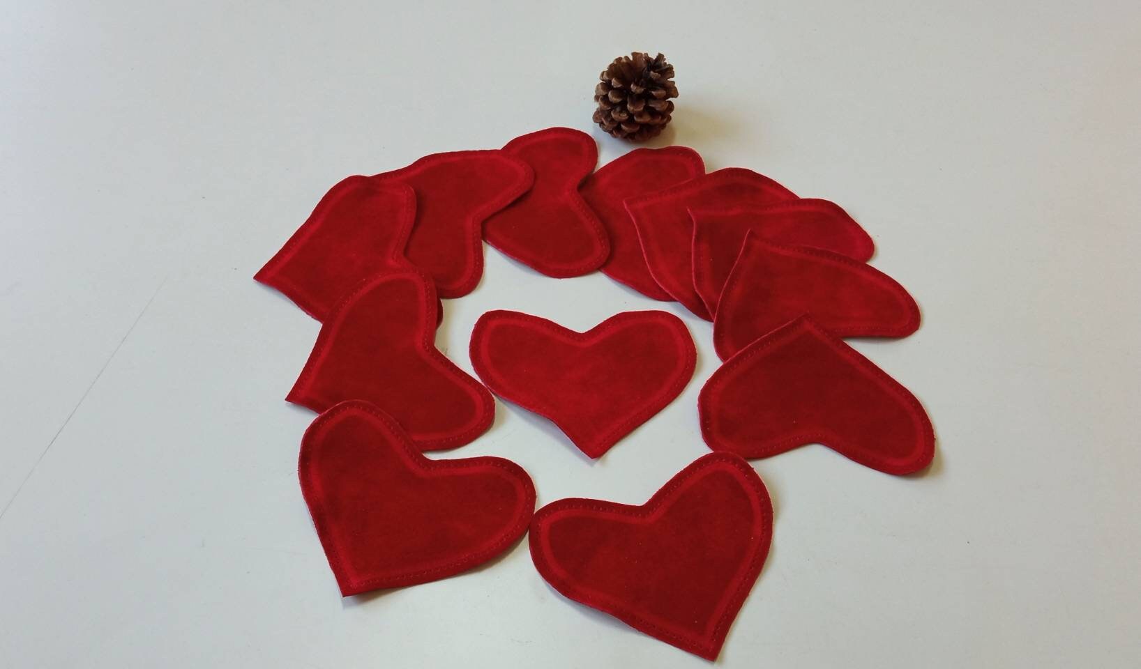 Red Leather Heart Elbow Patches