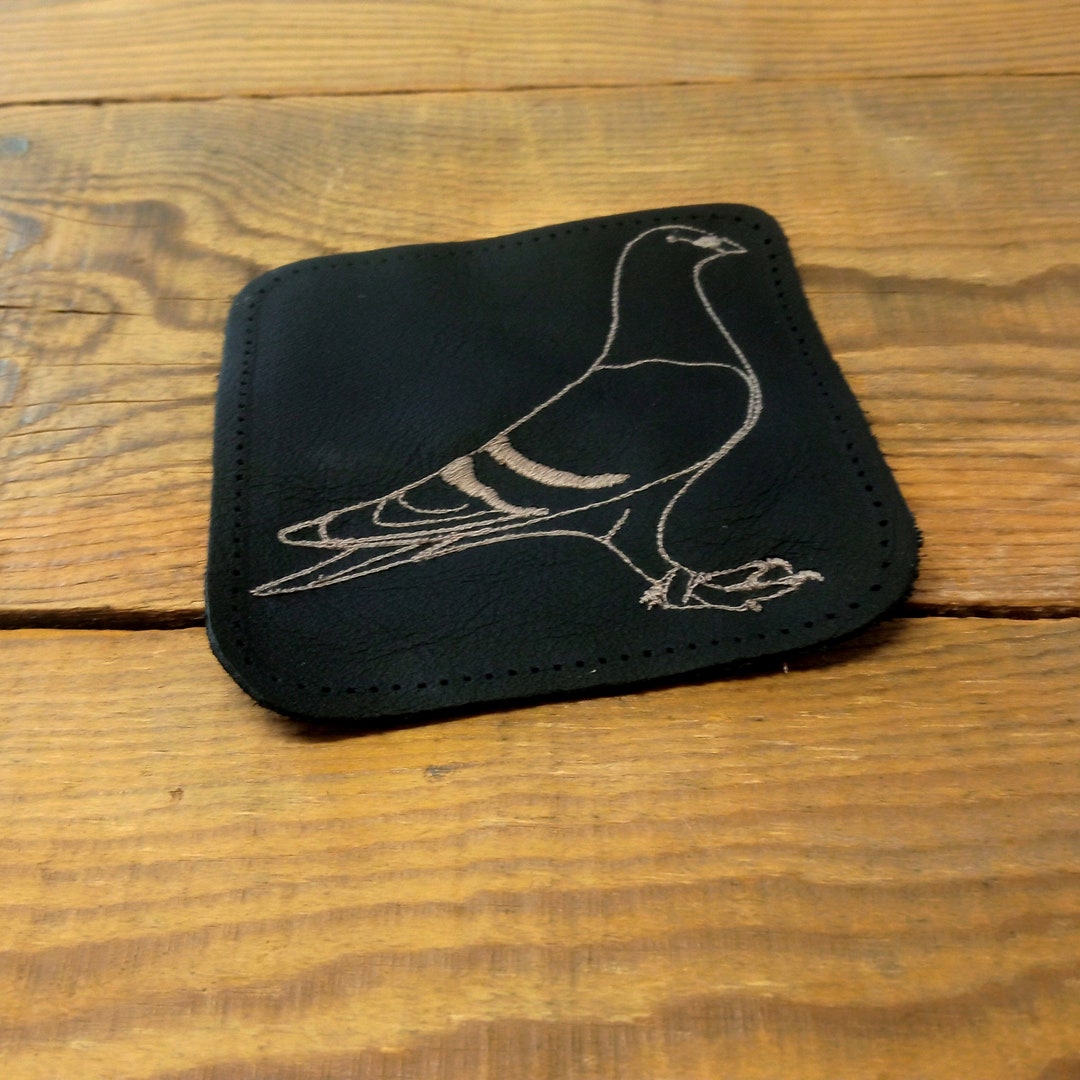 Pigeon Leather Patch, Funny Patch, Bird, Backpack, Black Leather ...