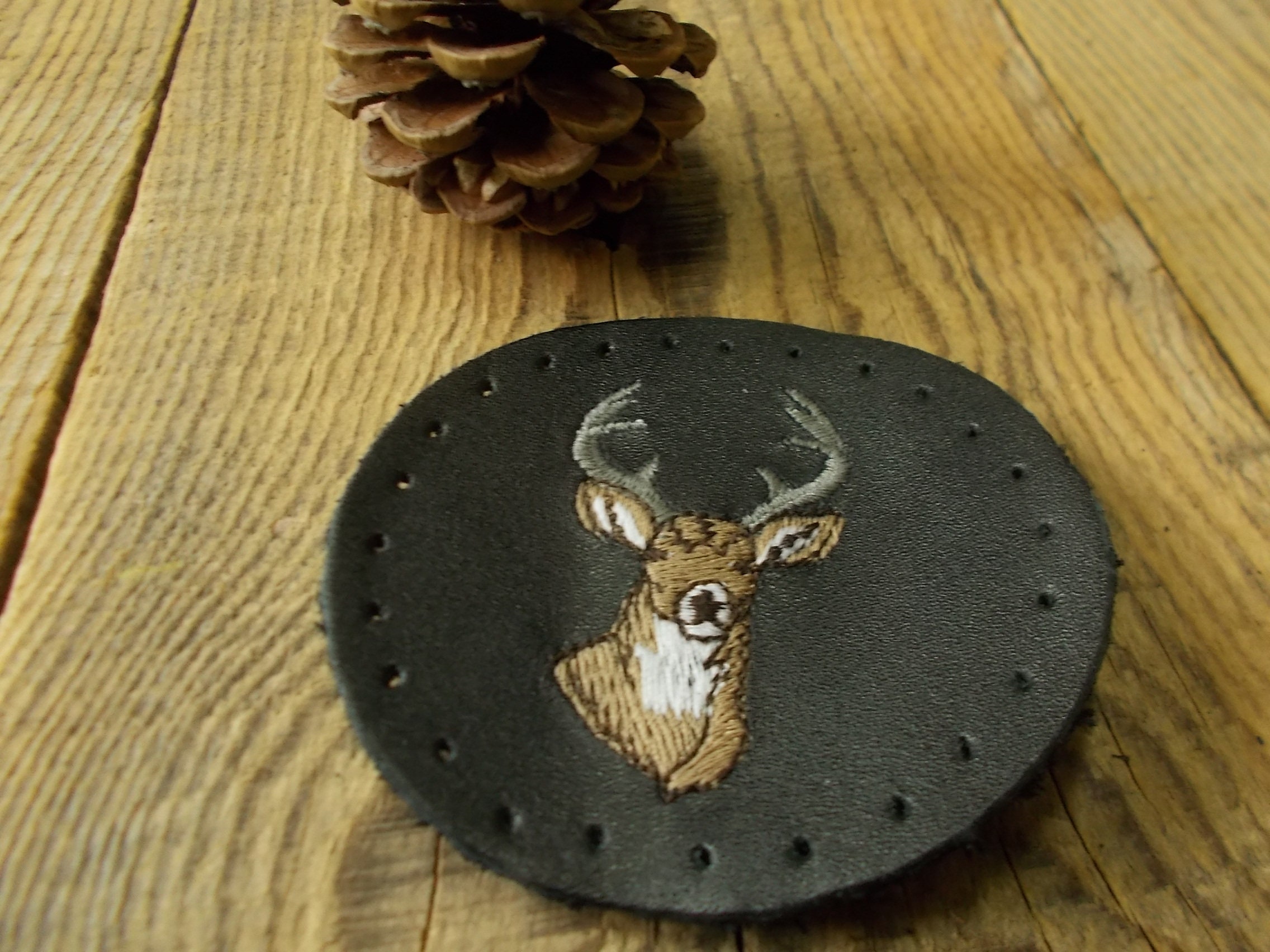 Custom leather patch Hunter patch Deer patch Deer head | Etsy