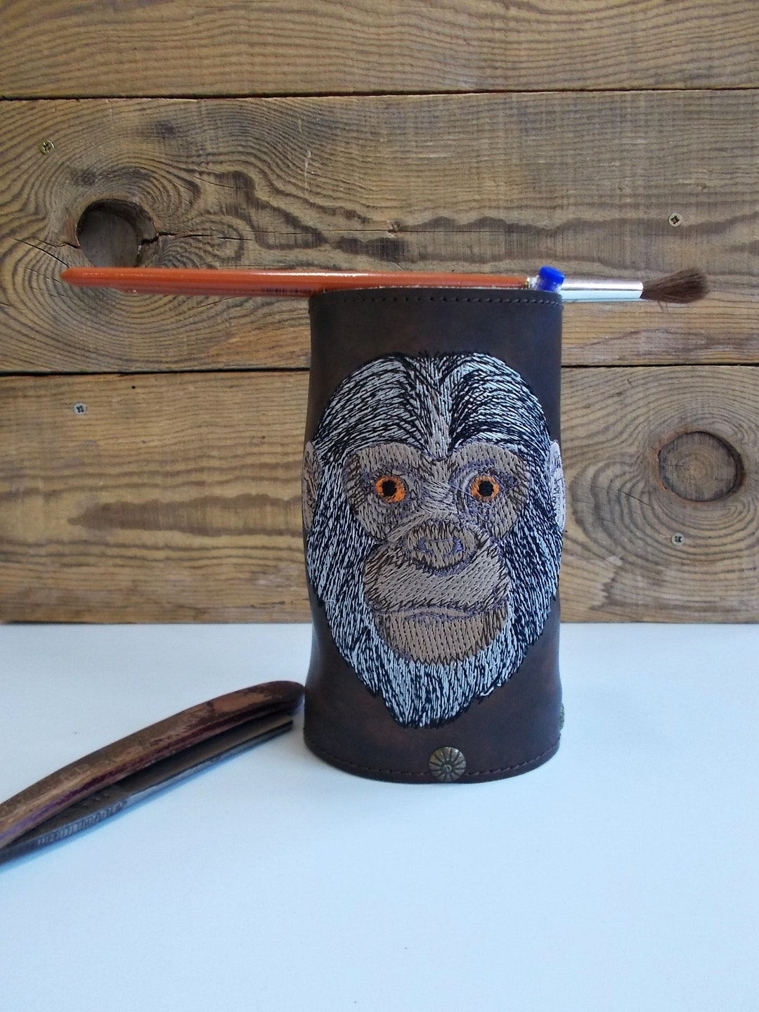 Pencil Desk Organizer, Office Accessories, Monkey, Children's Room, Pen ...