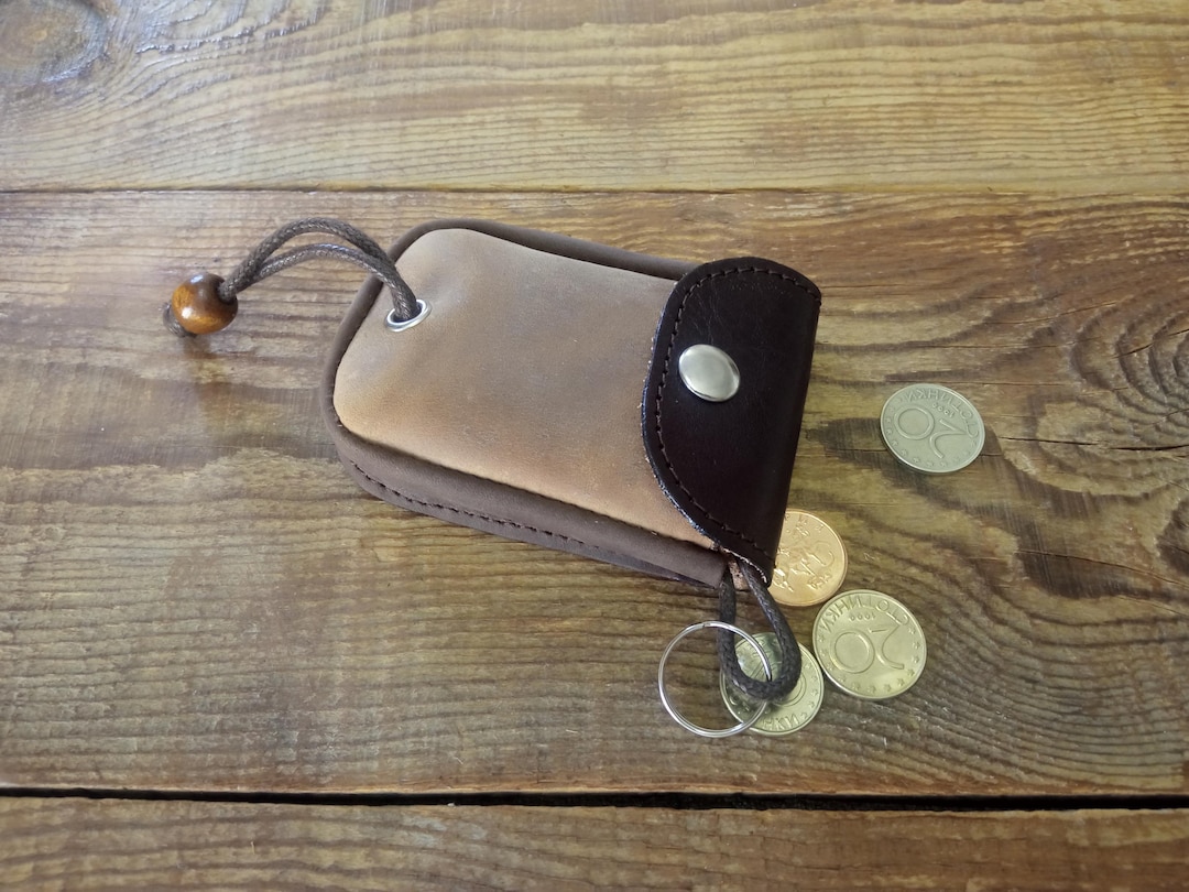 Leather Coin and Key Pouch: Mini Envelope Bag Charm - Etsy