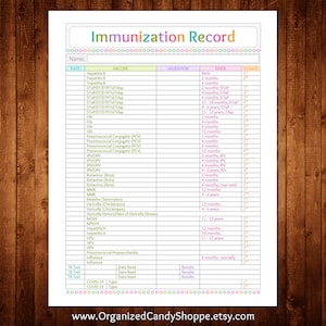 Immunization Record • Instant Download PDF Printable - Etsy