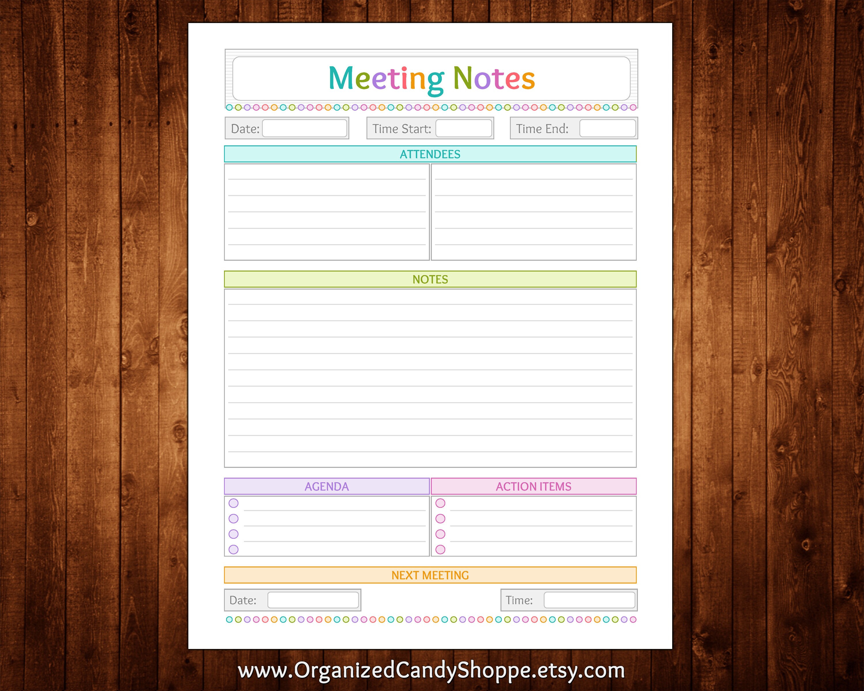 Meeting Notes • 1 Page • Instant Download PDF Printable - Etsy