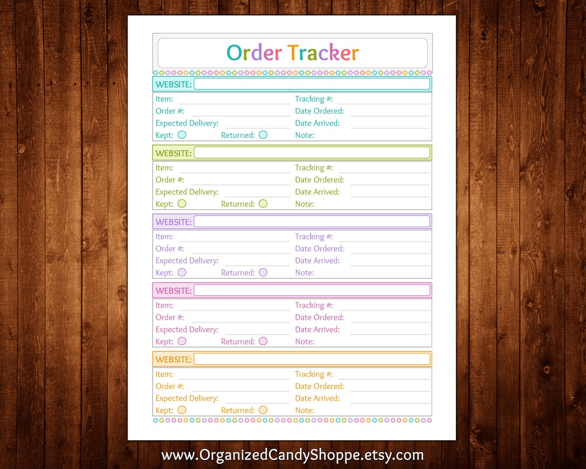 Order Tracker • 1 Page • Instant Download PDF Printable - Etsy