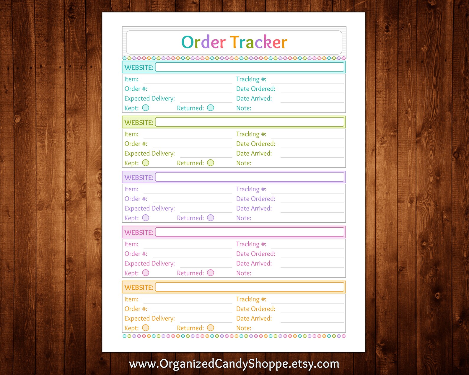 Order Tracker • 1 Page • Instant Download PDF Printable - Etsy