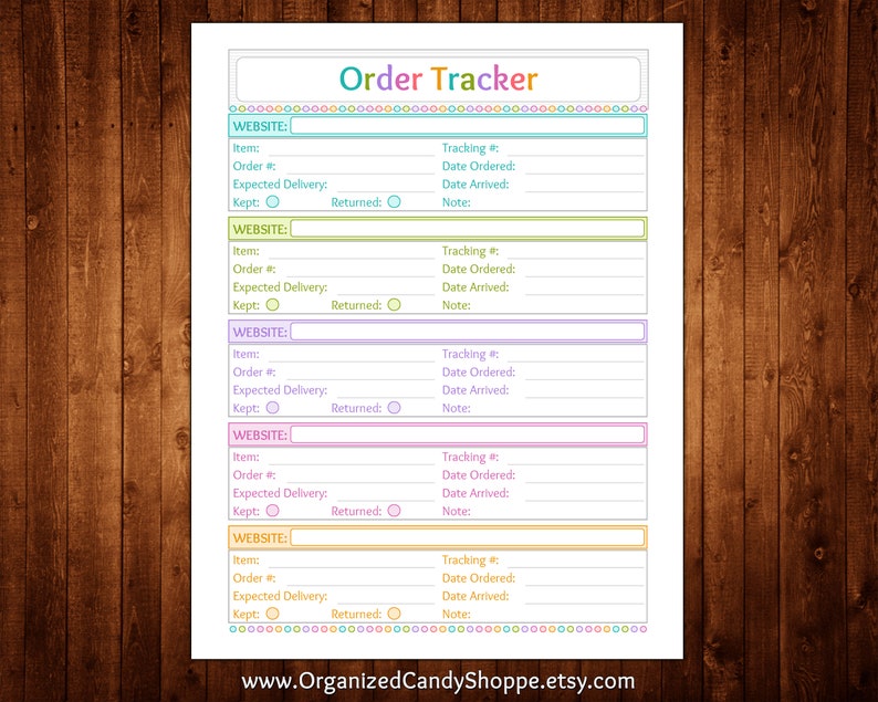 Order Tracker • 1 Page • Instant Download PDF Printable - Etsy