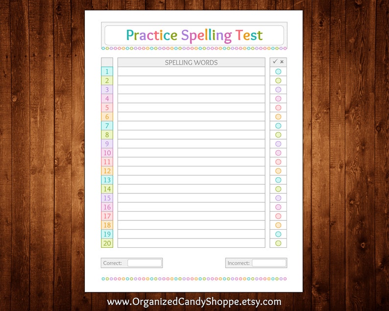 Practice Spelling Words and Spelling Test • Instant Download PDF ...