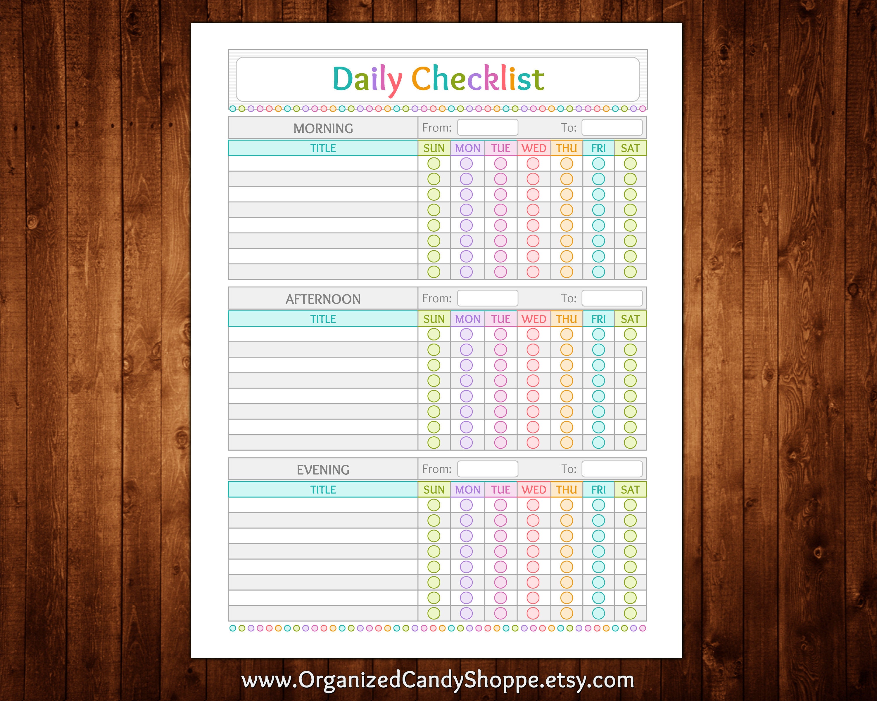 Daily Checklist • 1 Page • Instant Download PDF Printable - Etsy