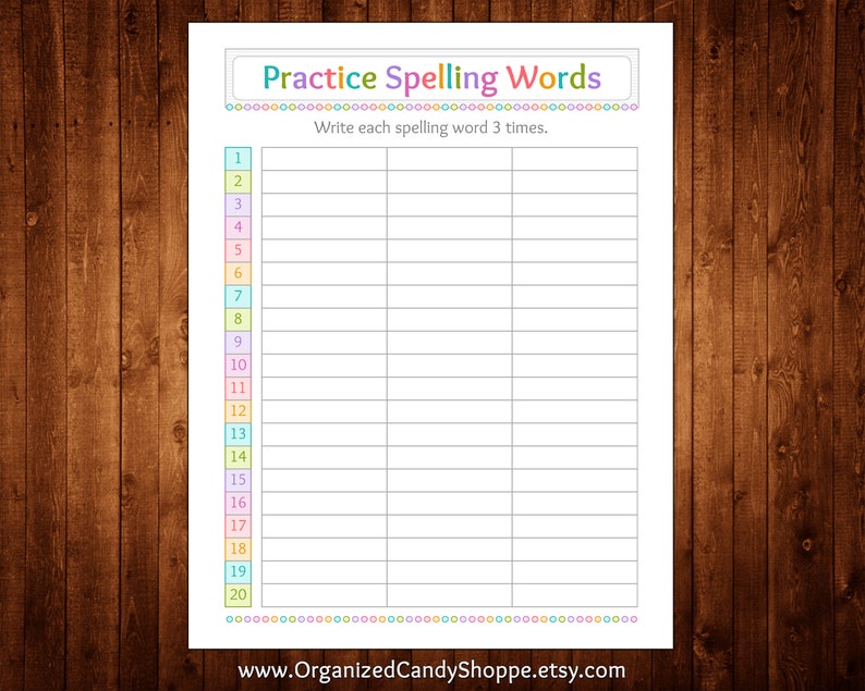 Practice Spelling Words and Spelling Test • Instant Download PDF ...