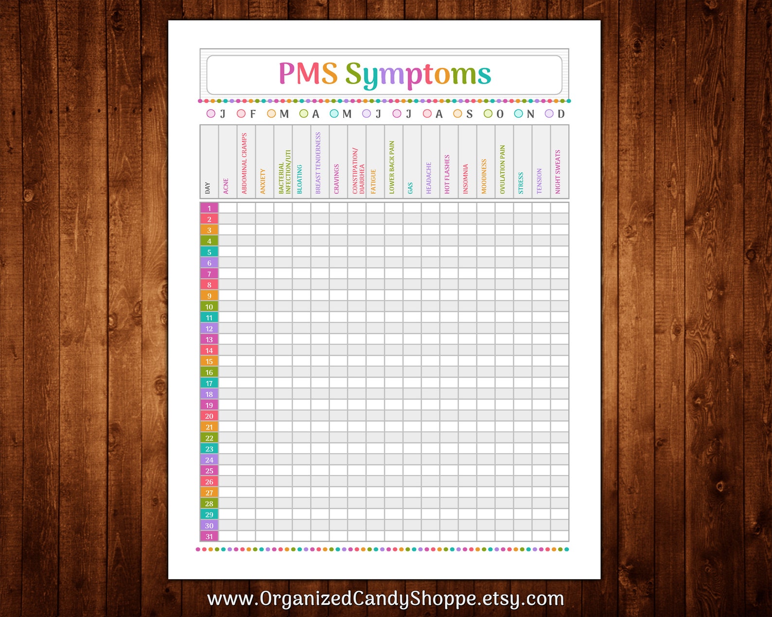 PMS Symptoms 1 Page Instant Download PDF Printable | Etsy