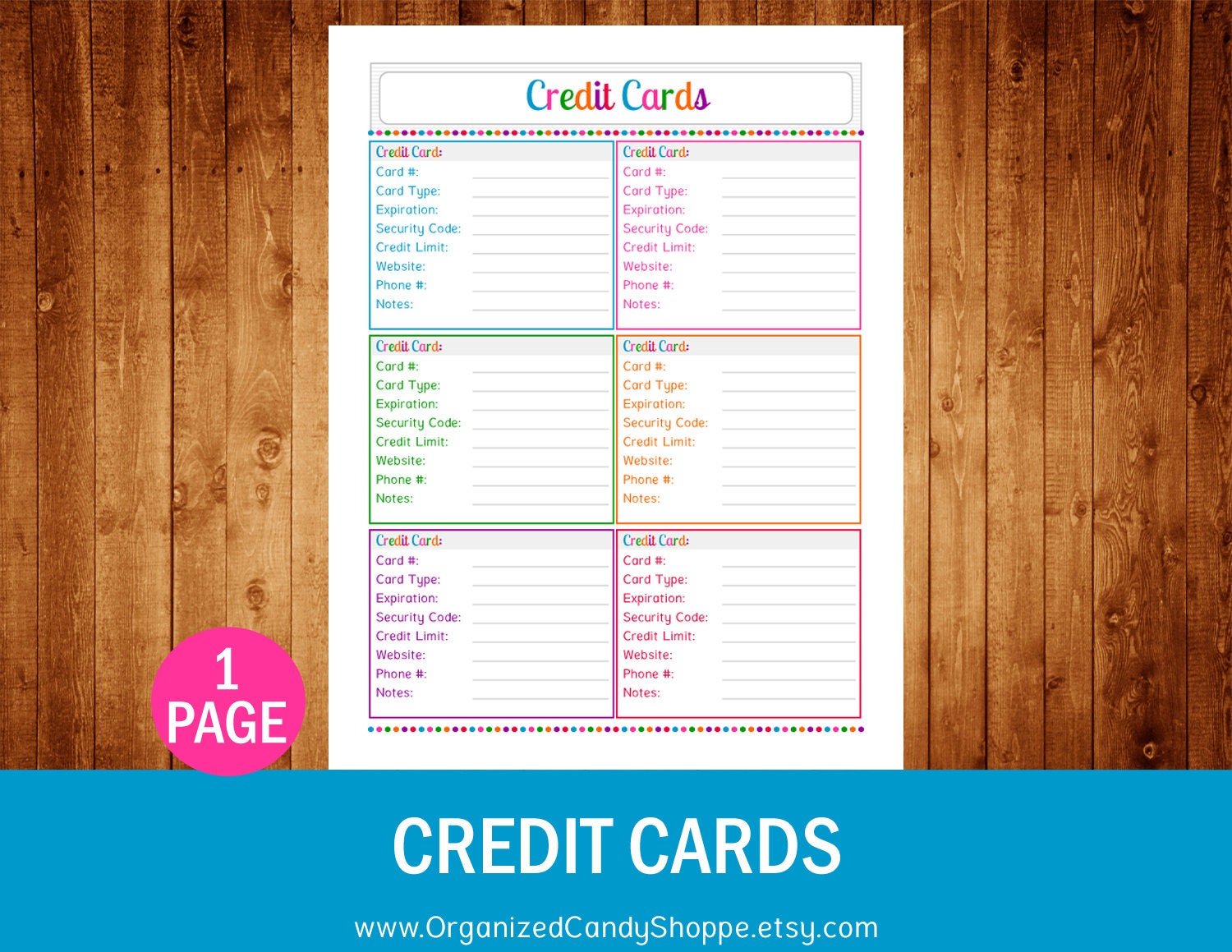 Credit Cards Instant Download PDF Printable | Etsy