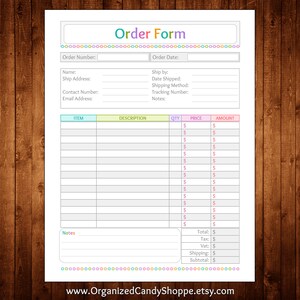 Order Form • Instant Download PDF Printable - Etsy Australia