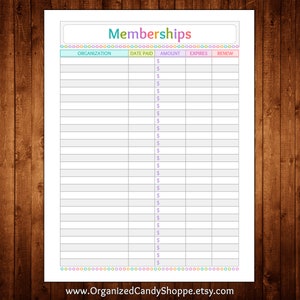 Memberships • 1 Page • Instant Download PDF Printable - Etsy