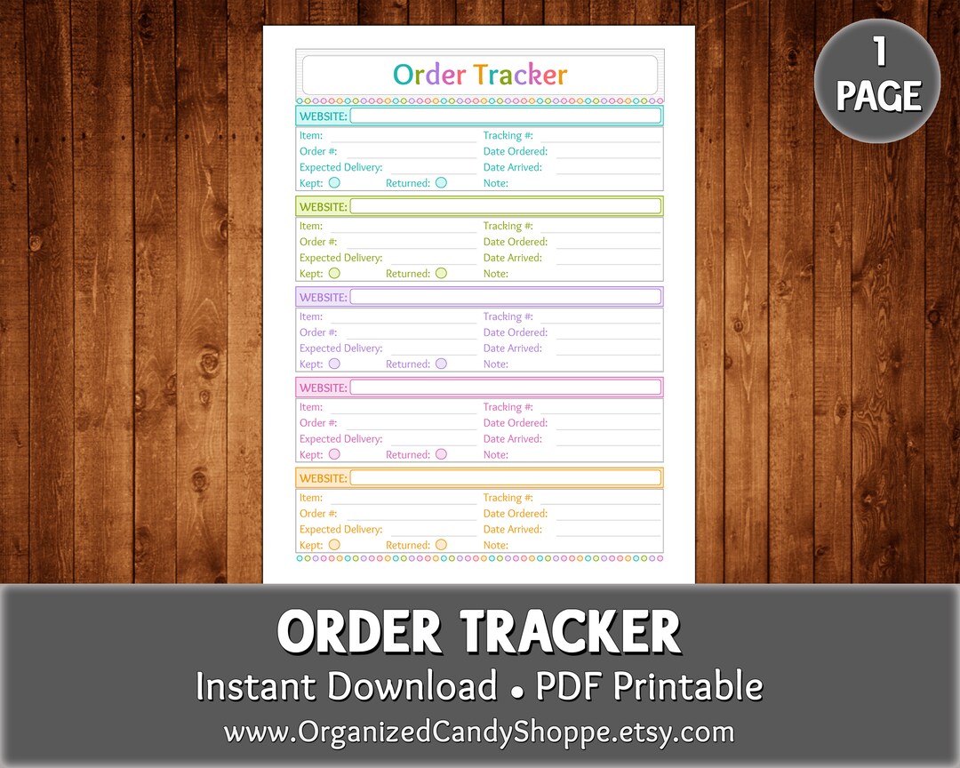 Order Tracker • 1 Page • Instant Download PDF Printable - Etsy